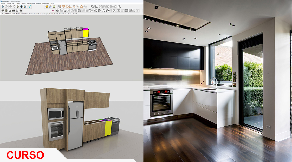 CURSO DE DISEÑO DE MUEBLES DE COCINAS EN SKETCHUP BÁSICO - LAR 7 ES...