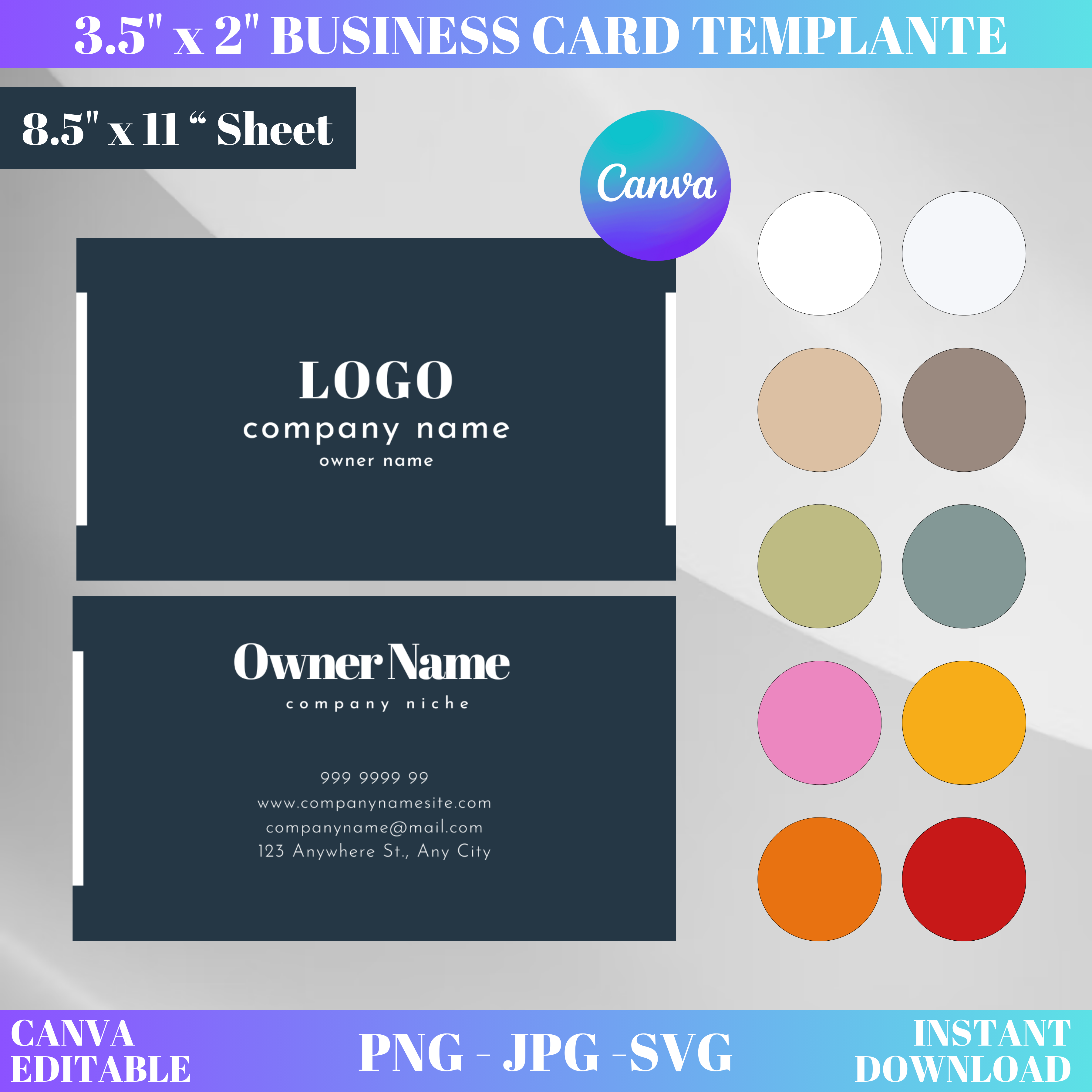 Business Card Templante, 3.5”x2” Business Card Templante, Business Card ...