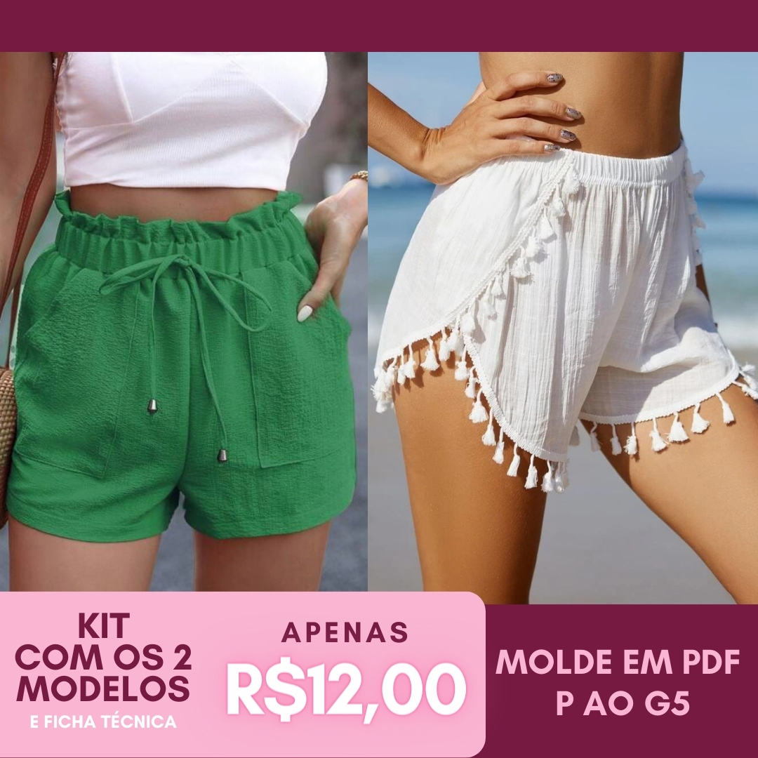 Kit 2 Shorts - Molde em PDF - CASINI - MOLDES EM PDF | Hotmart