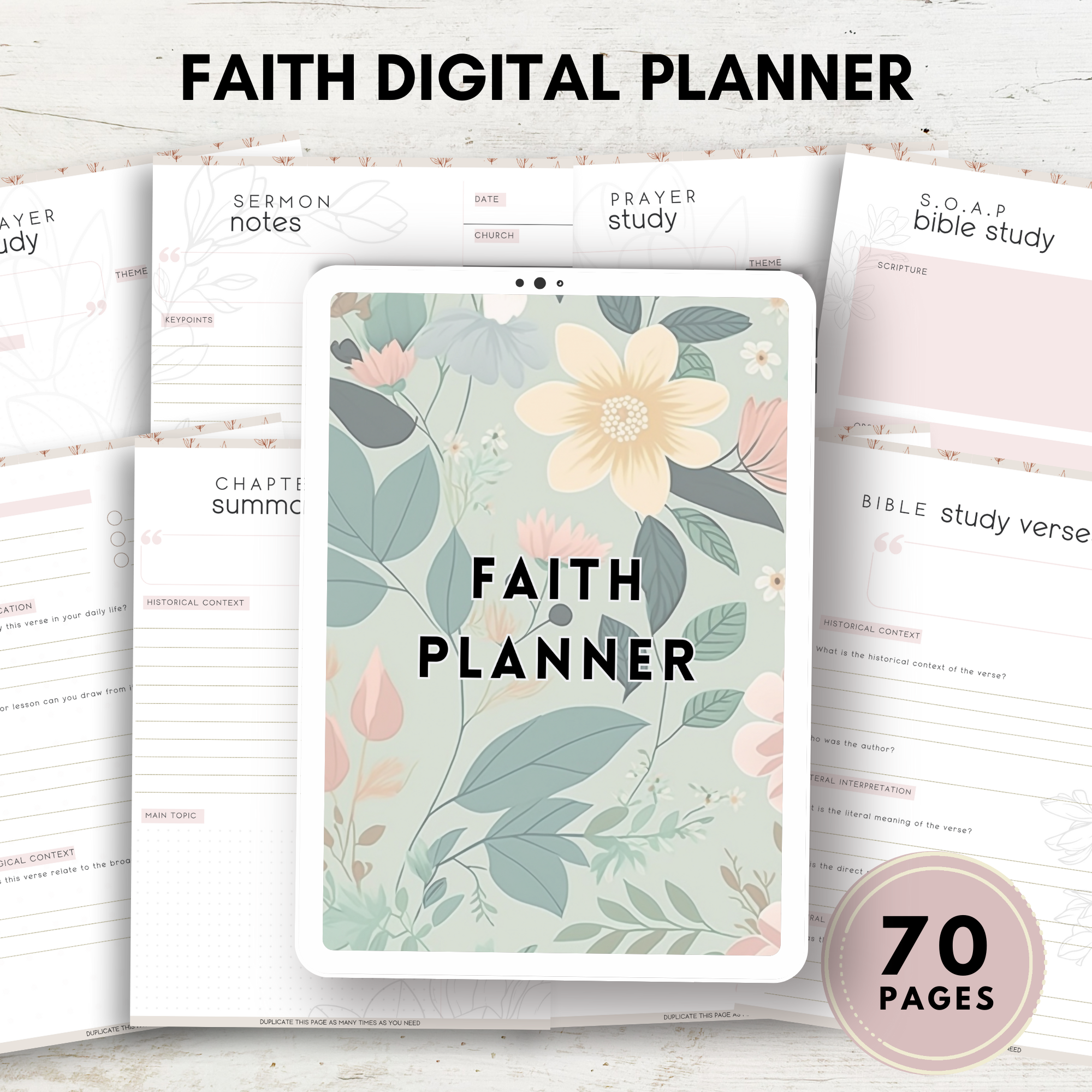 Faith Planner | Sermon Notes | Digital planner | Devotional planner ...