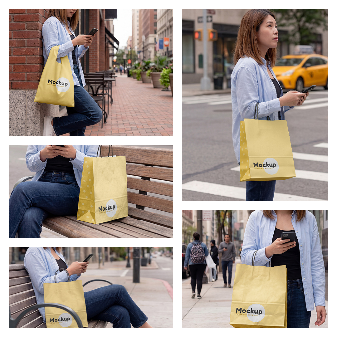 Shopping Bag Mockup Pack (Urban Lifestyle)