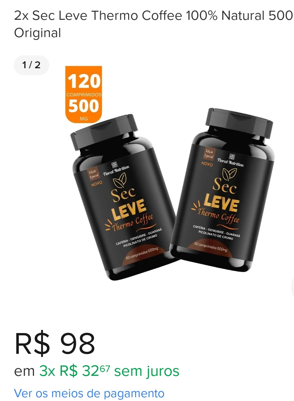 Sec Leve Thermo Coffee 100% Natural 500mg - Elias Alves da Silva