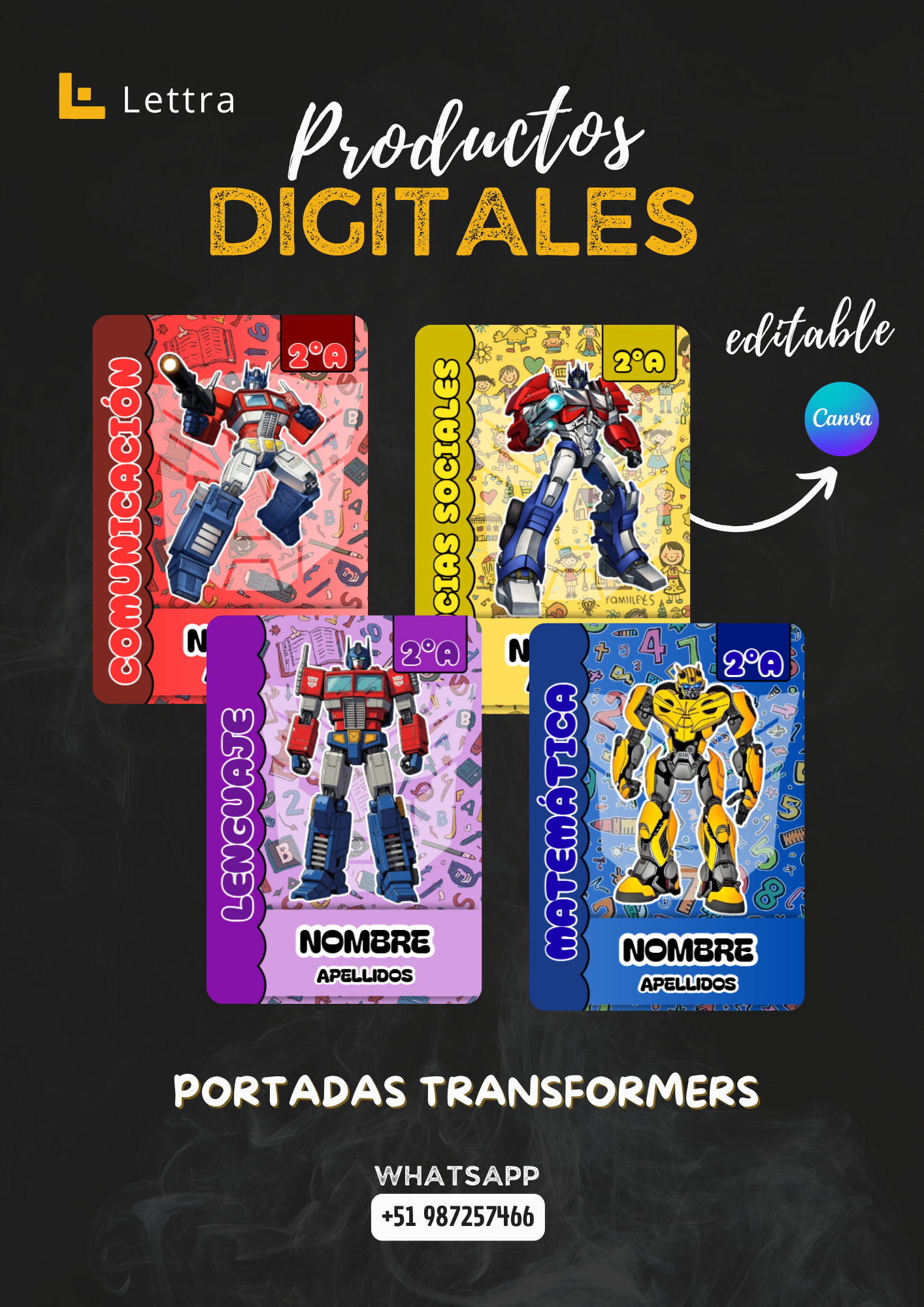 PORTADAS DE CUADERNOS A4 - TRANSFORMERS - Lettra | Hotmart