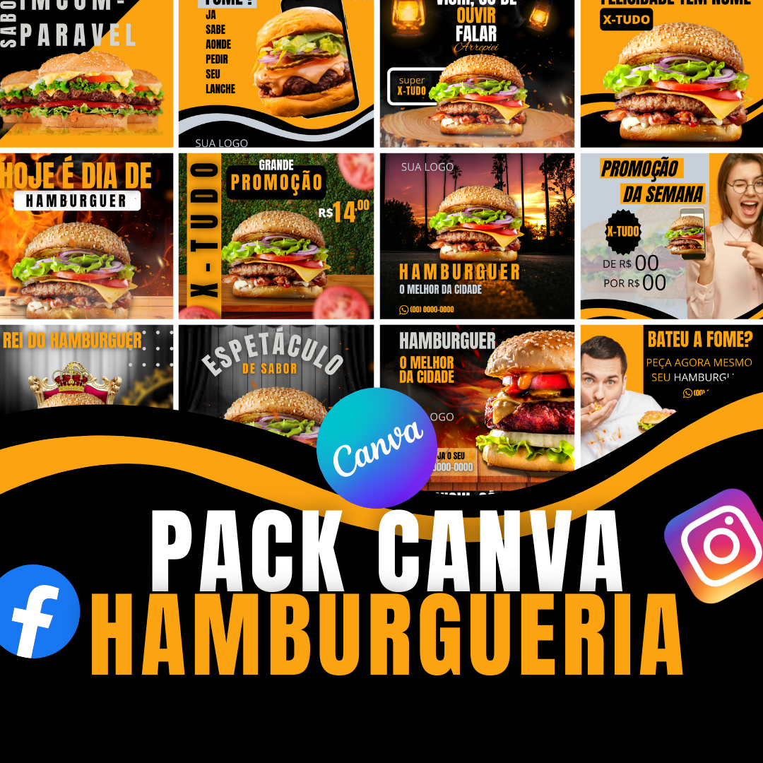 PACK CANVA HAMBURGUERIA - RICARDO NERY | Hotmart