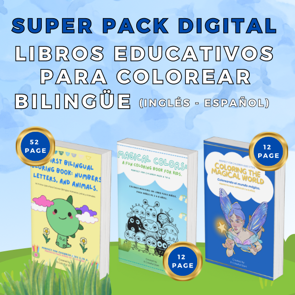 Pack Educativo de Libros para Colorear en Inglés y Español para Niñ...