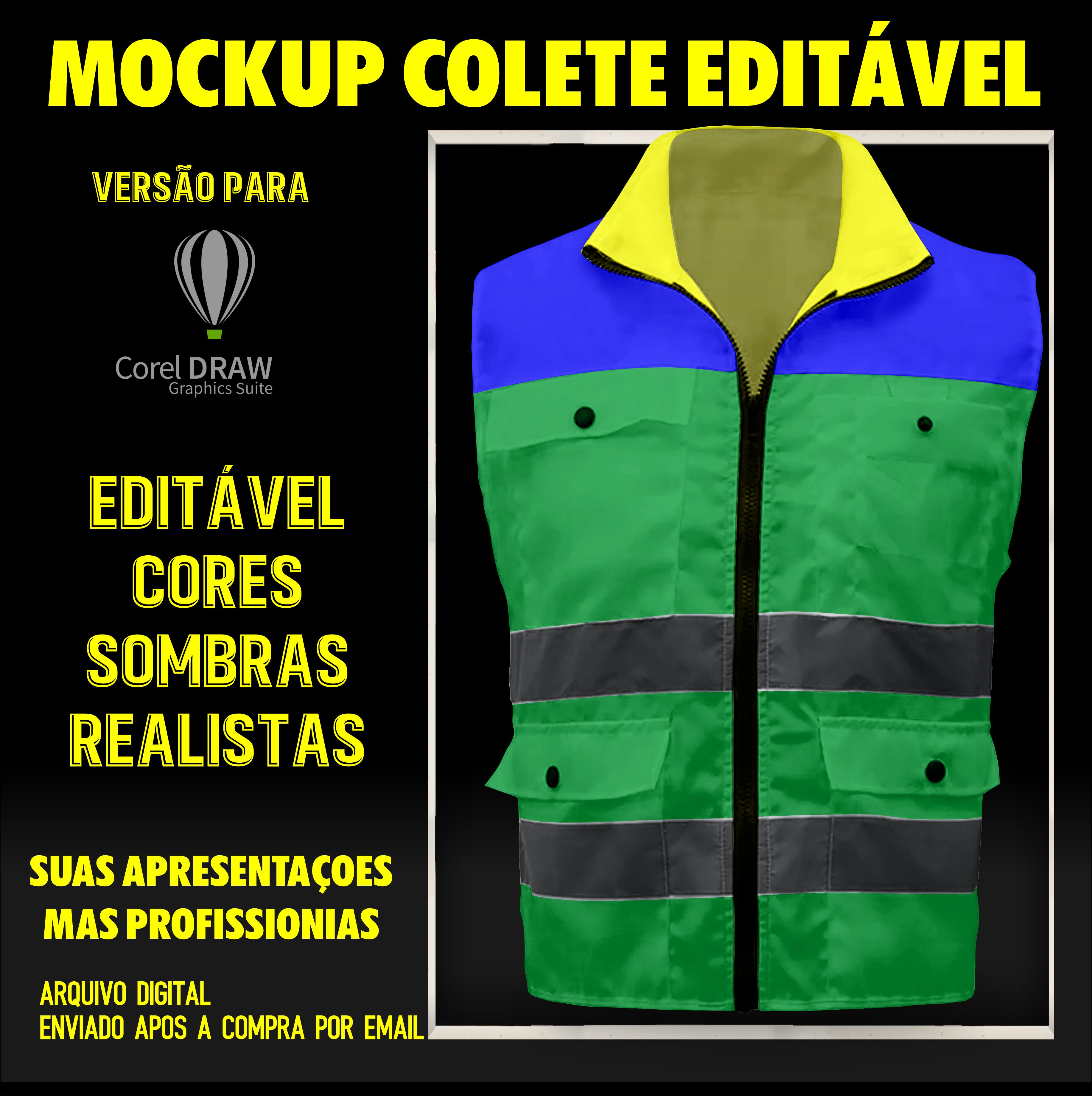 Mockups Colete Editavel No Corel Draw - PJ SILK CAMISETAS | Hotmart