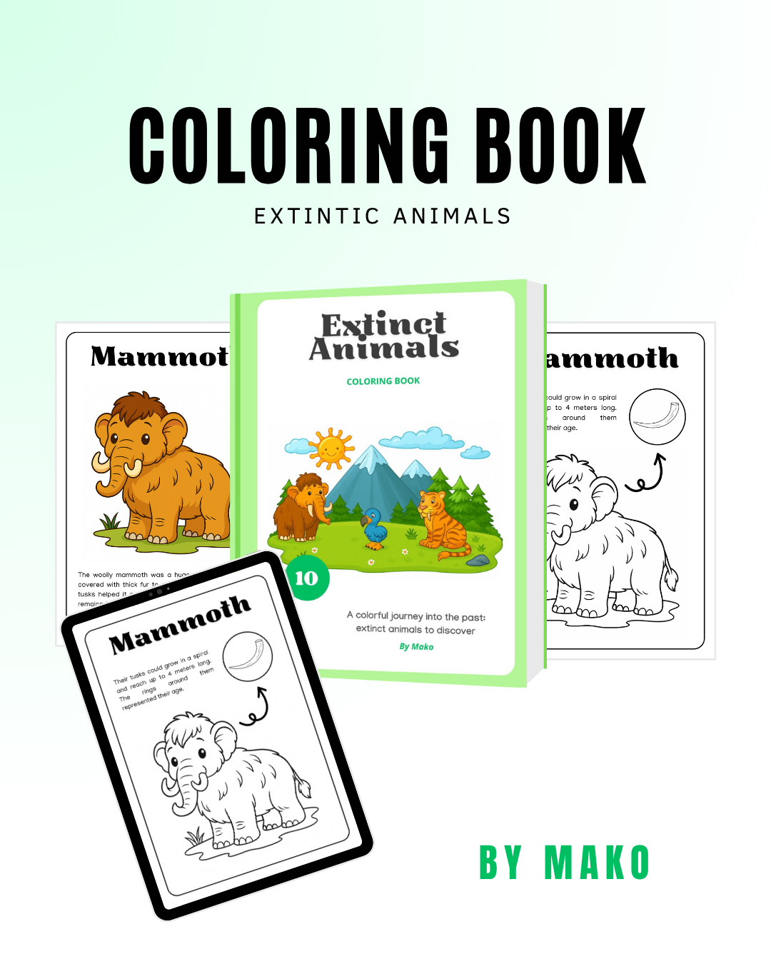 Coloring Book: Extinct Animals – Downloadable PDF - Paula Cortes
