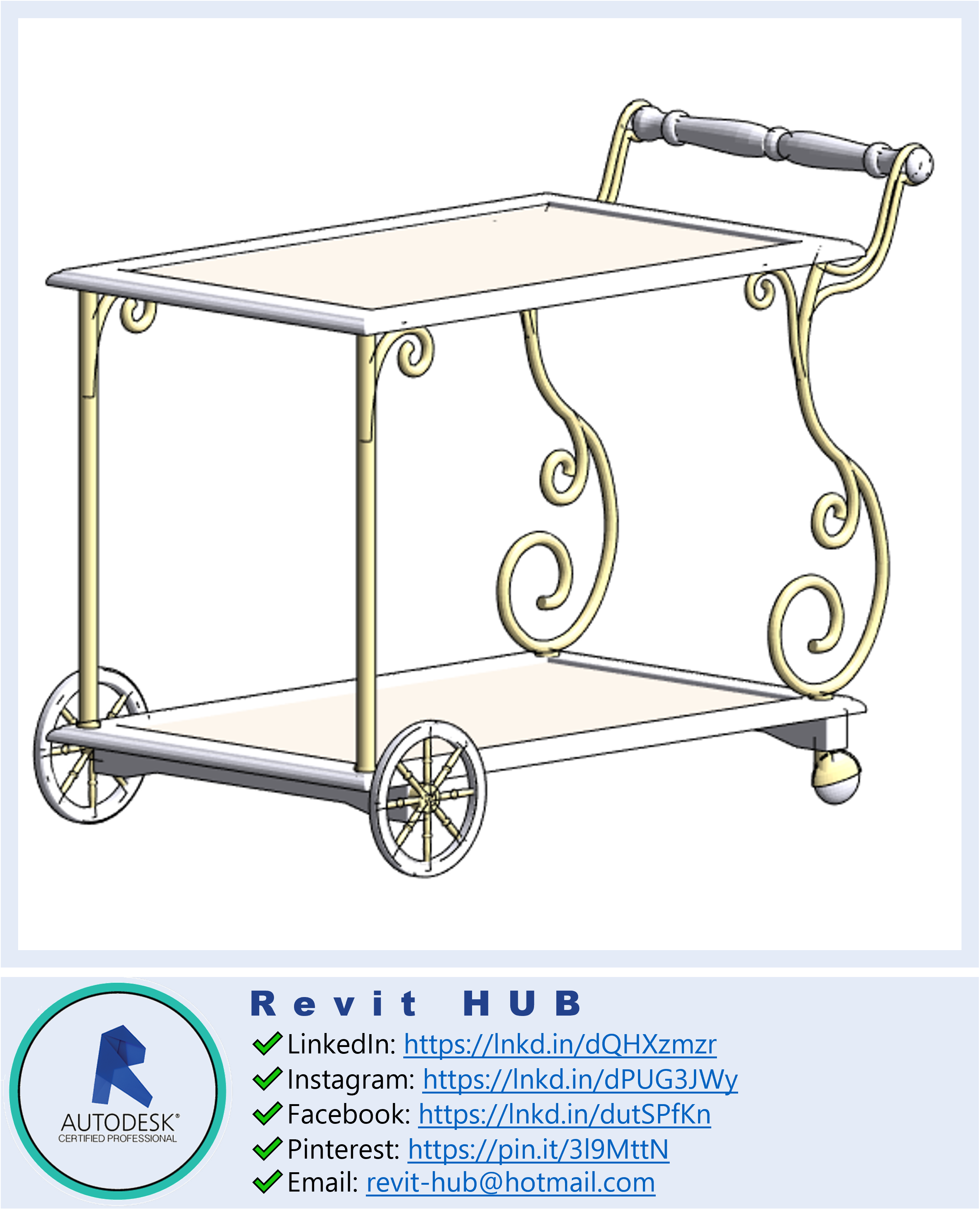 3D HQ Revit family - Serving Trolley - ™️Revit_HUB | Nesma Hafez