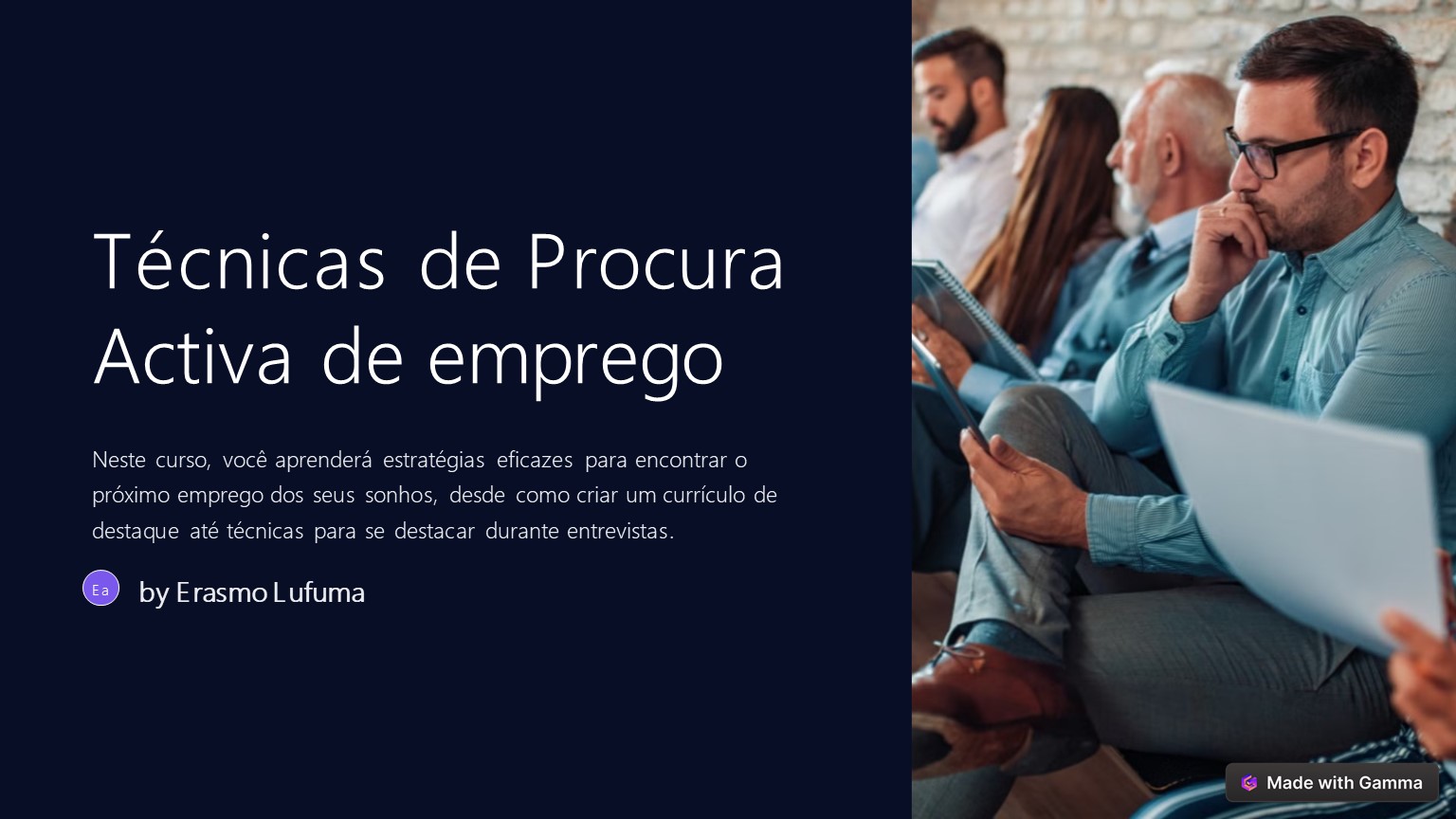 Técnicas de Procura Activa de Emprego - Erasmo Matias Manuel Lufuma...