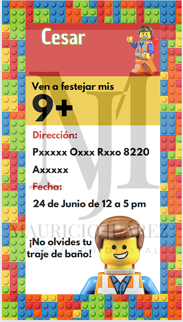 Invitación dinámica de LEGO la película - Editable - Mau Digital