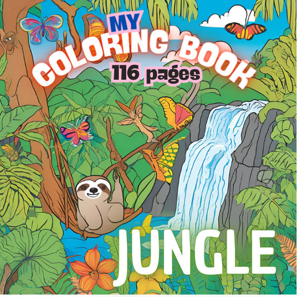 JUNGLE COLORING BOOK: LOTS OF FUN ANIMALS AND SCENES AMONG THE MOST ...
