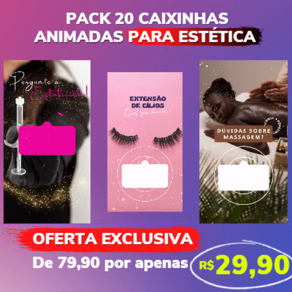 Super Pack 20 Caixinhas de Perguntas Animadas Para Estética