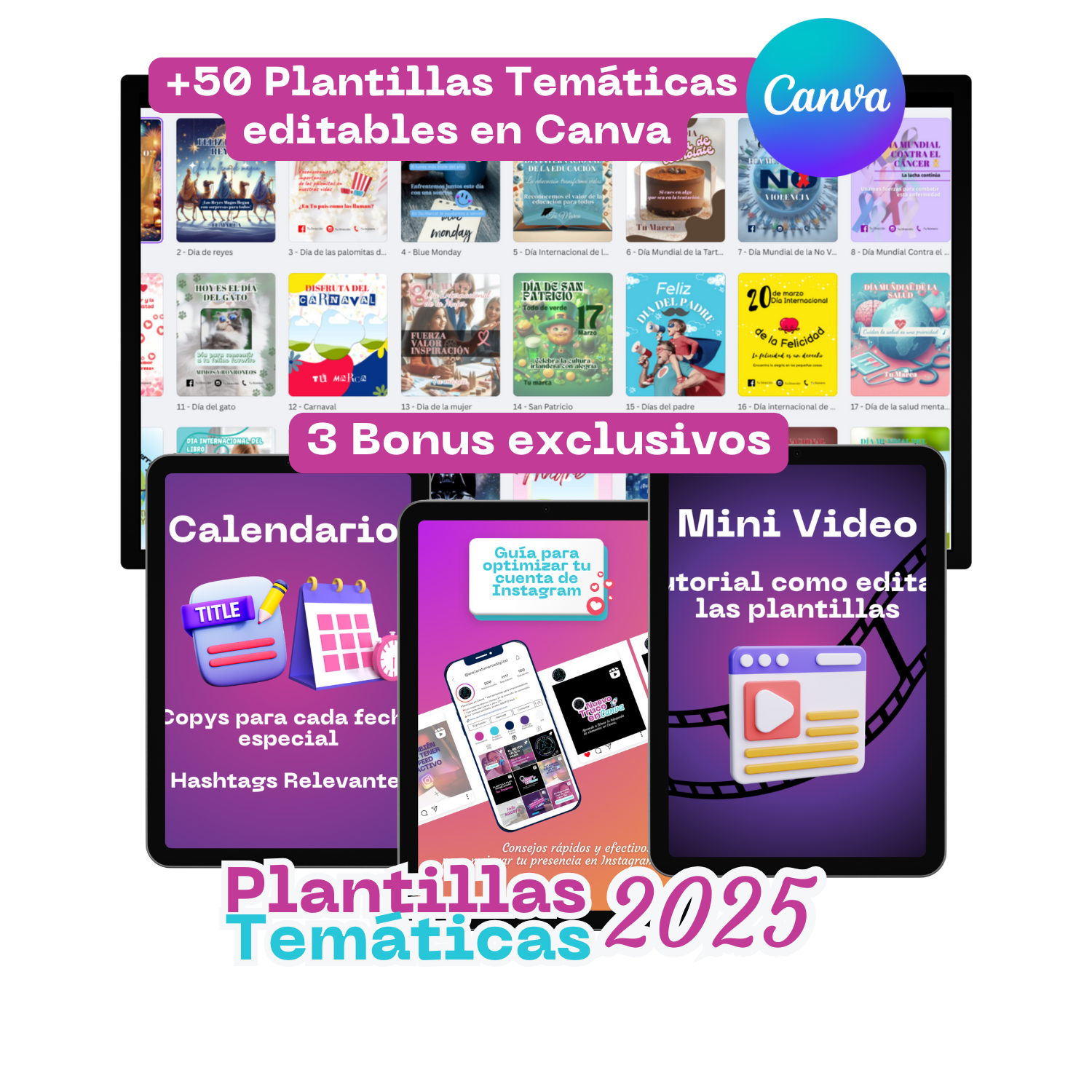 Calendario de Plantillas Temáticas Editables en Canva 2025 - Aceler...
