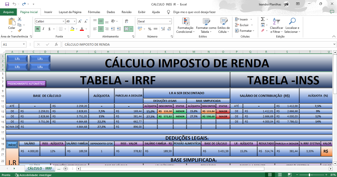 Leandro planilhas ( planilha imposto de renda ) - I.R - leandro eli...