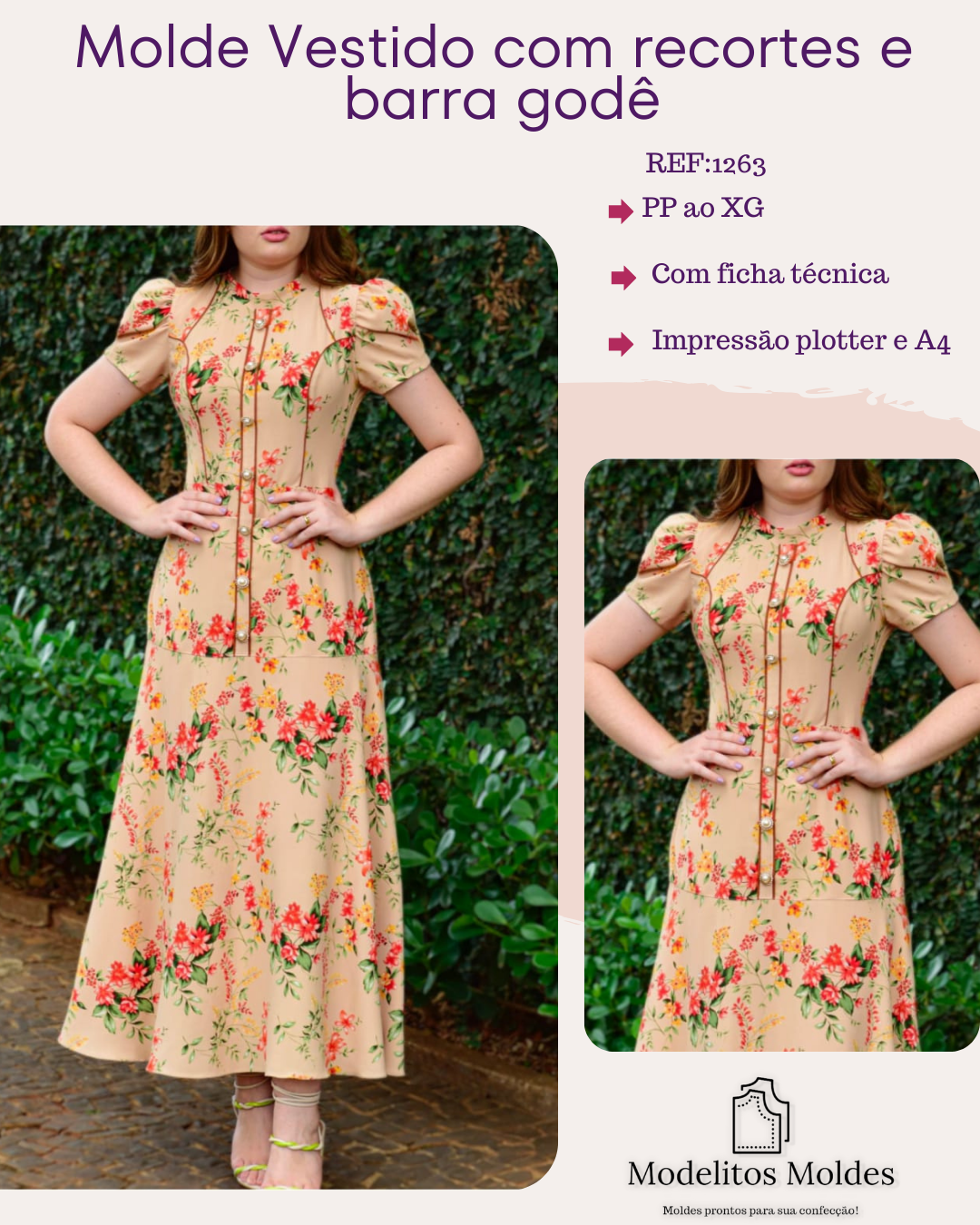 Molde Vestido Com Recortes E Barra Godê Ref 1263 Willian Brendon