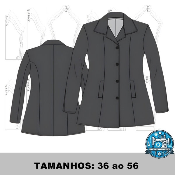Molde Digital de Casaco Forrado Feminino (36 ao 56) - RGB hotmart