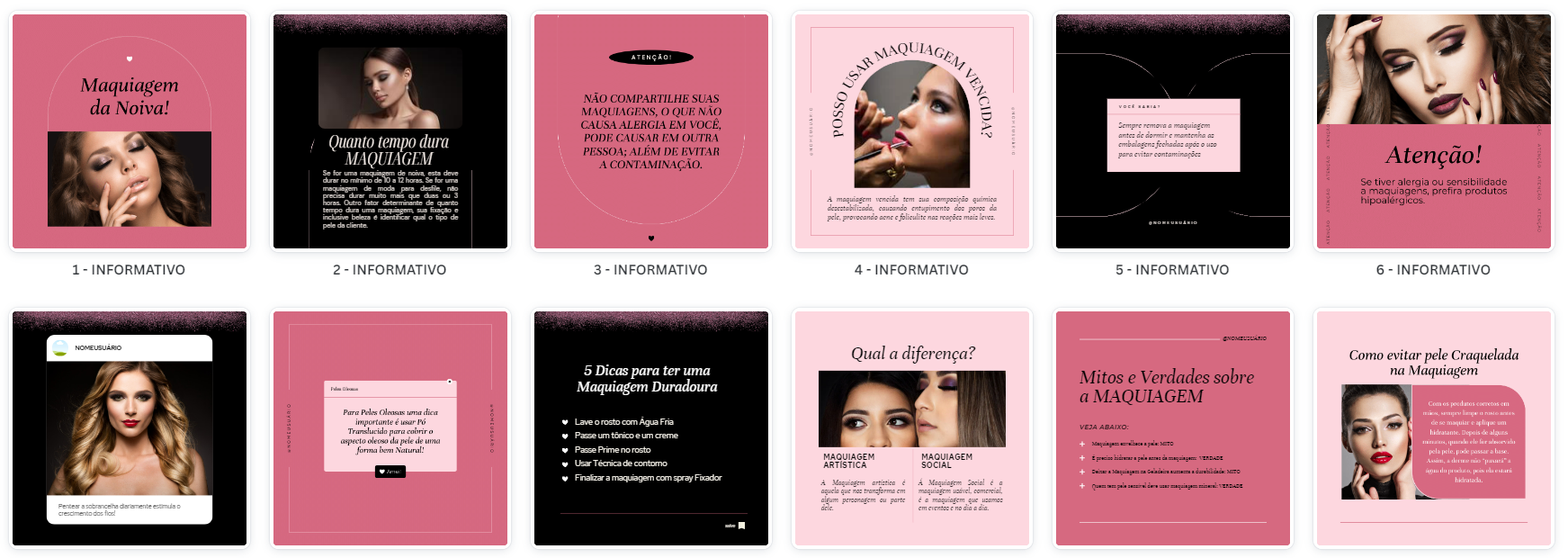 Pack Canva Maquiadora (Pacote basic) - Canva para empreendedoras
