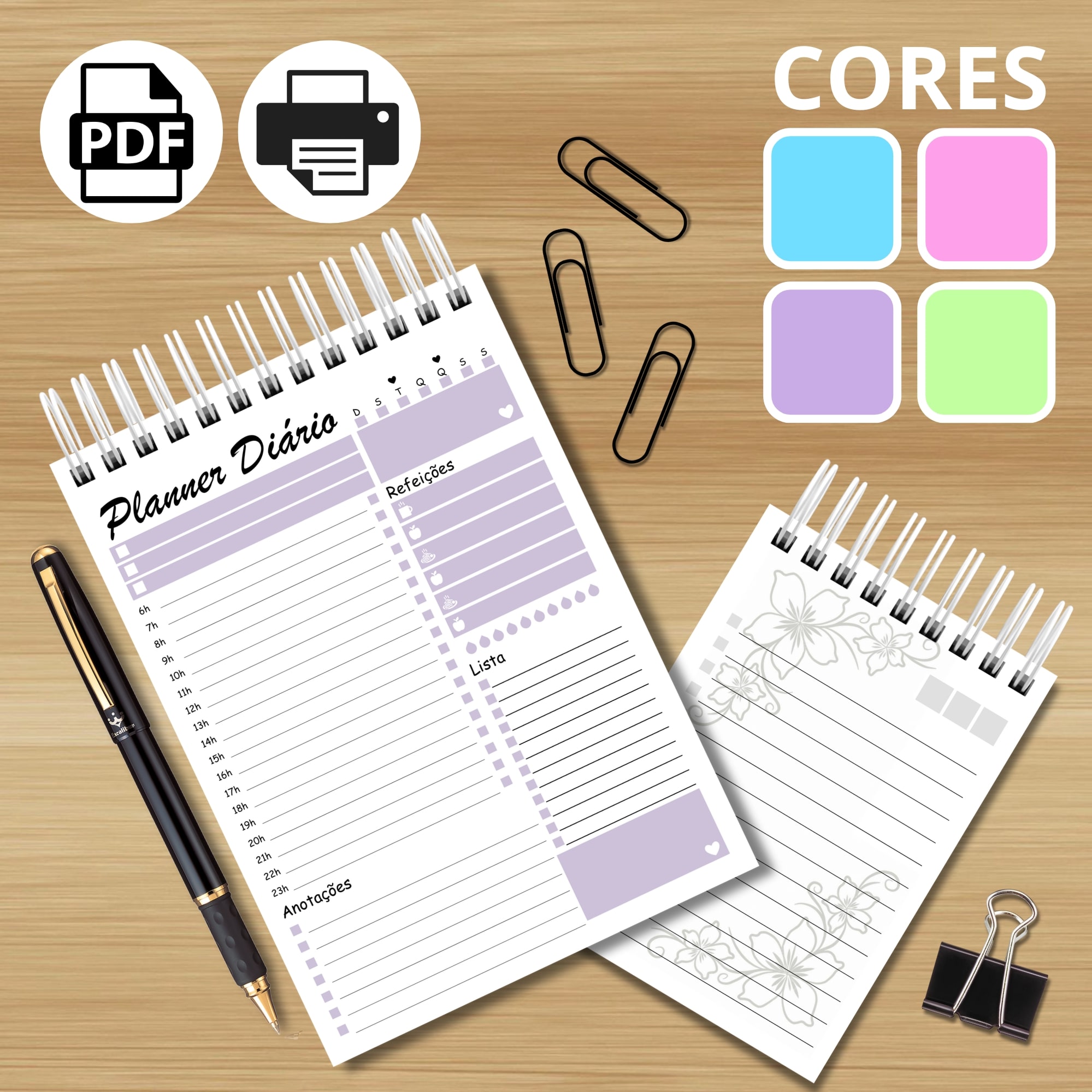 Bloco Planner Diário A5 e Bloco de Anotações 01