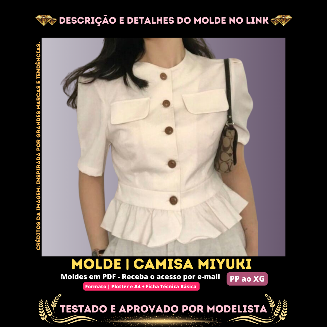 [Molde em PDF] - Camisa Miyuki. ID 4004009 - Empreendedora Digit...