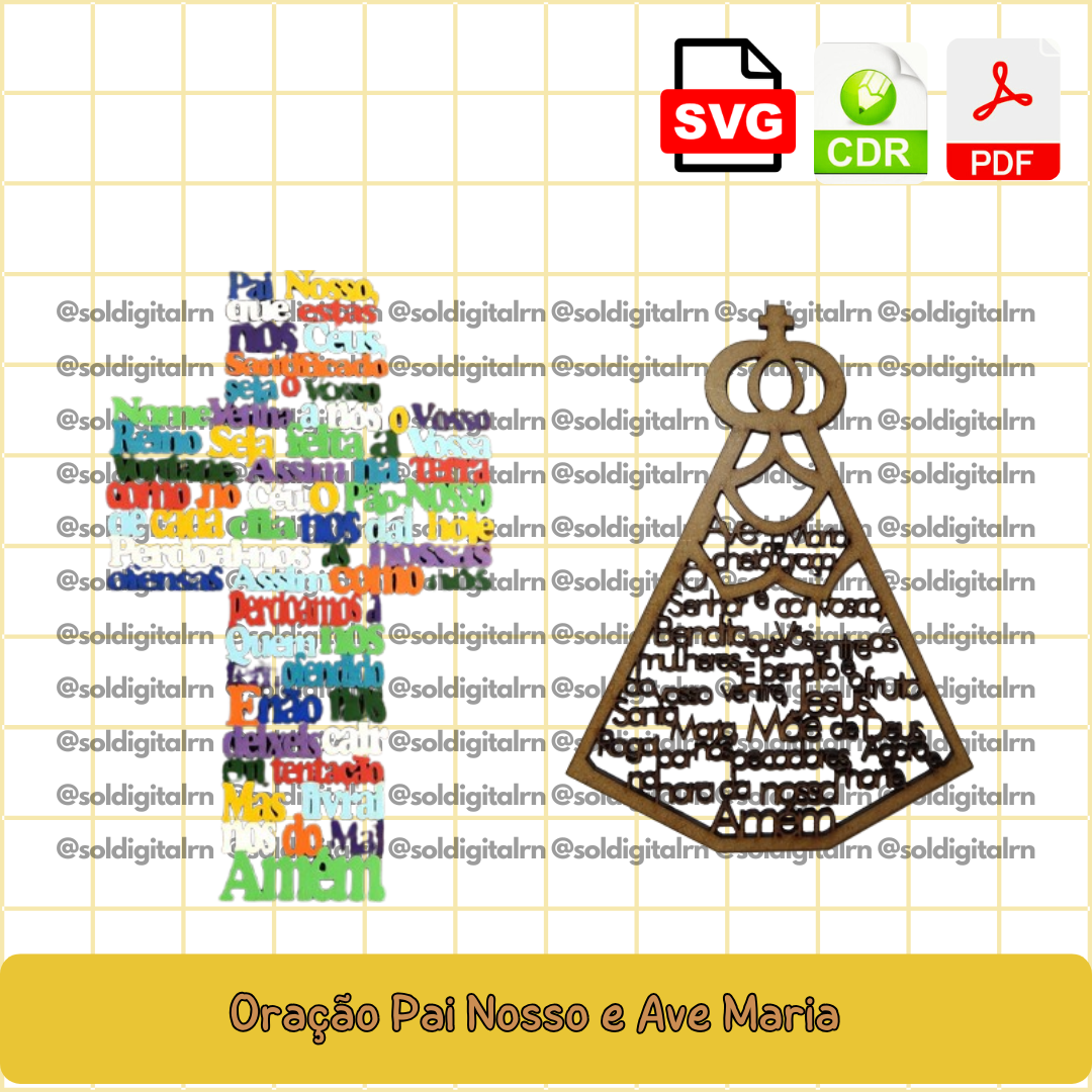 2 Vetores: Oração Ave Maria e Pai Nosso (SVG,PDF e Corel Draw) - So...