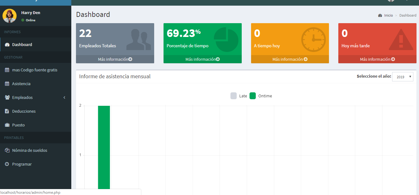sistema de control de asistencia de personal en php y mysql y nomin...