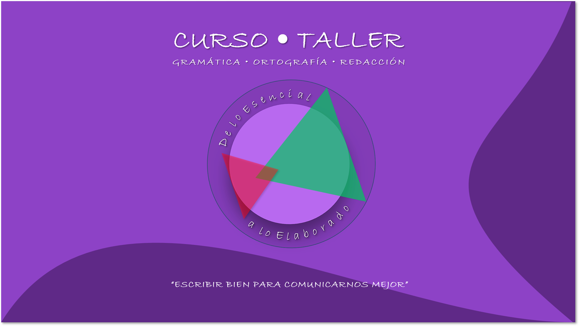 CURSO-TALLER DE GRAMÁTICA, REDACCIÓN Y ORTOGRAFÍA "De lo Esencial a lo Elaborado""