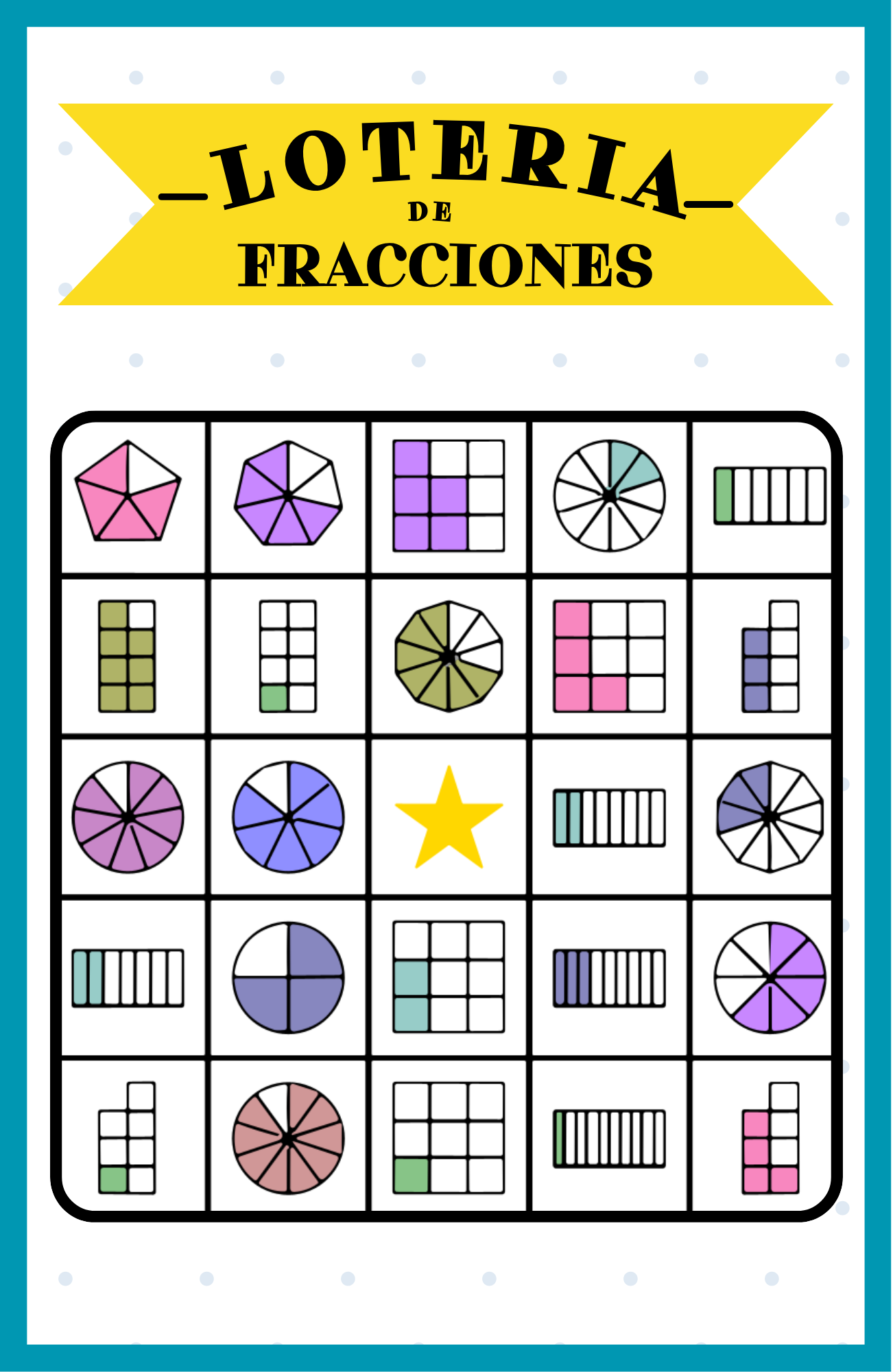 Loteria de fracciones matemáticas - Danielle Herrera | Hotmart