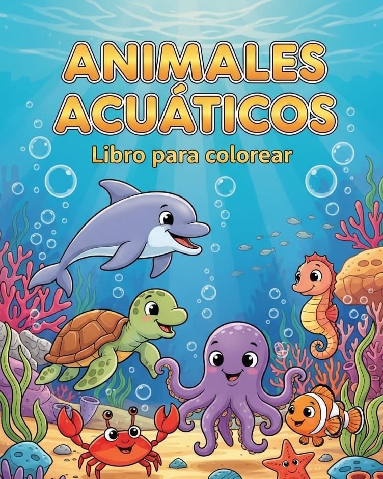 Libro para colorear - Animales Acuaticos - MAKI333 BOOKS | Hotmart