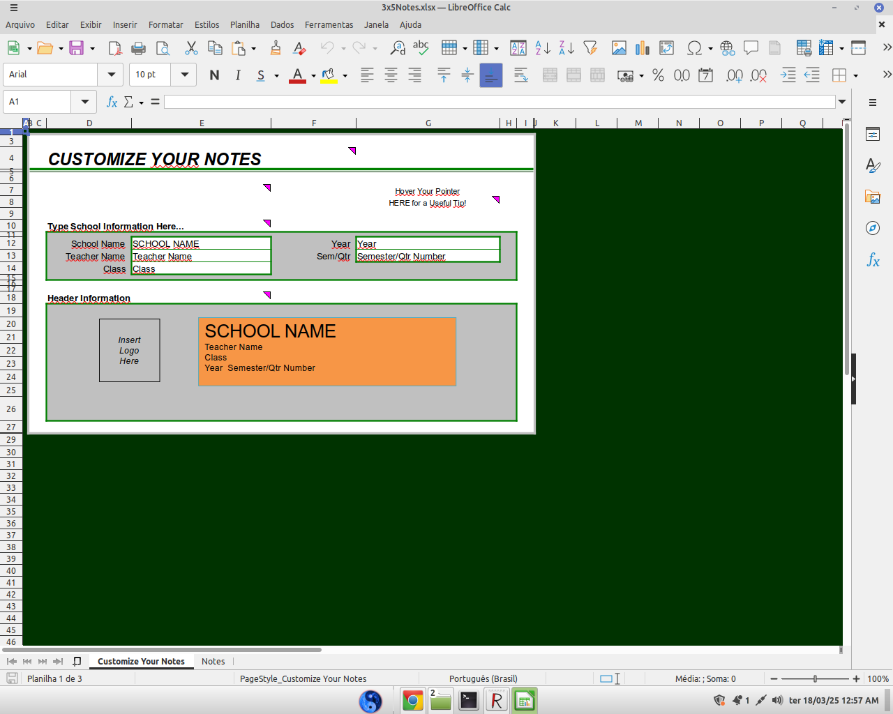 Spreadsheet for Structured Note Taking