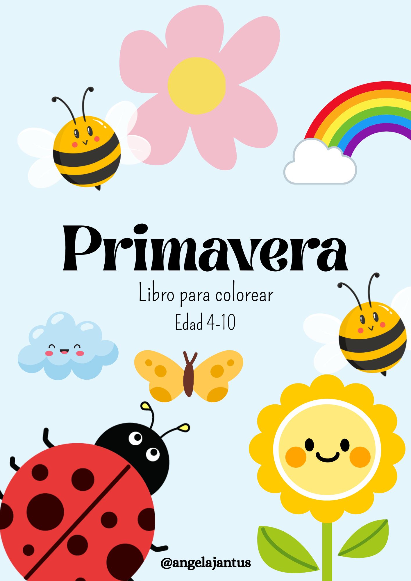 Libro para colorear de primavera: Páginas para colorear fáciles y l...