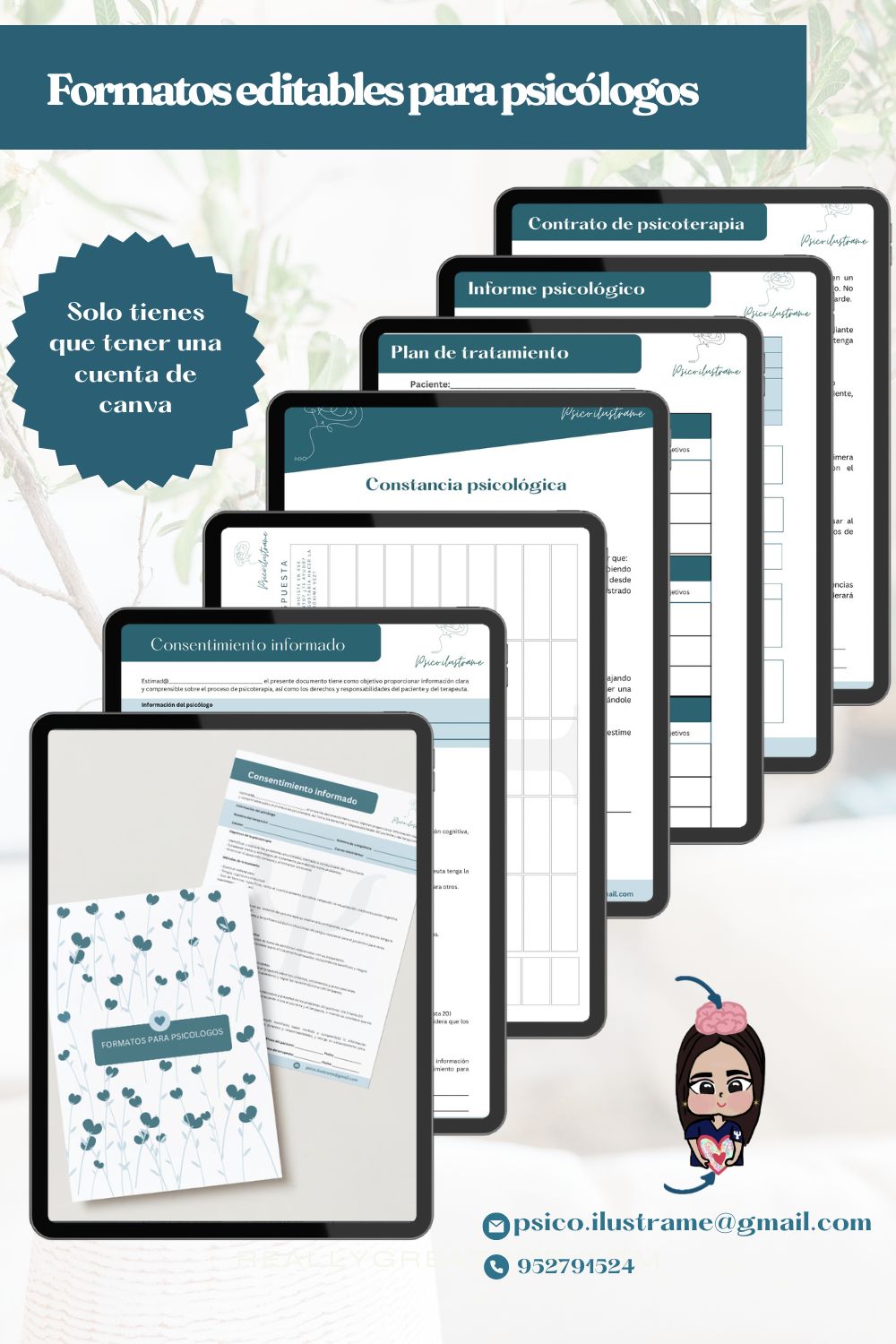 Formatos editables para psicólogos - Ruth Vasquez Guevara | Hotmart