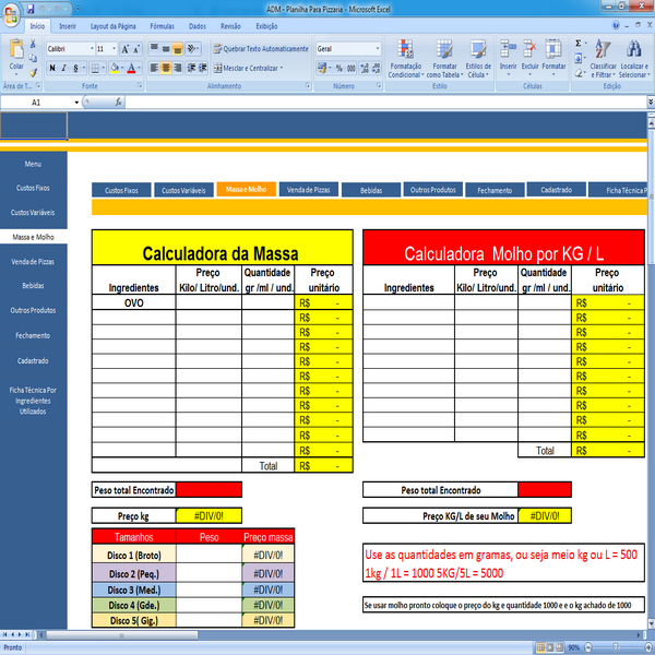 Planilha Excel Completa para Pizzarias: Controle Tudo em Um Só Luga...