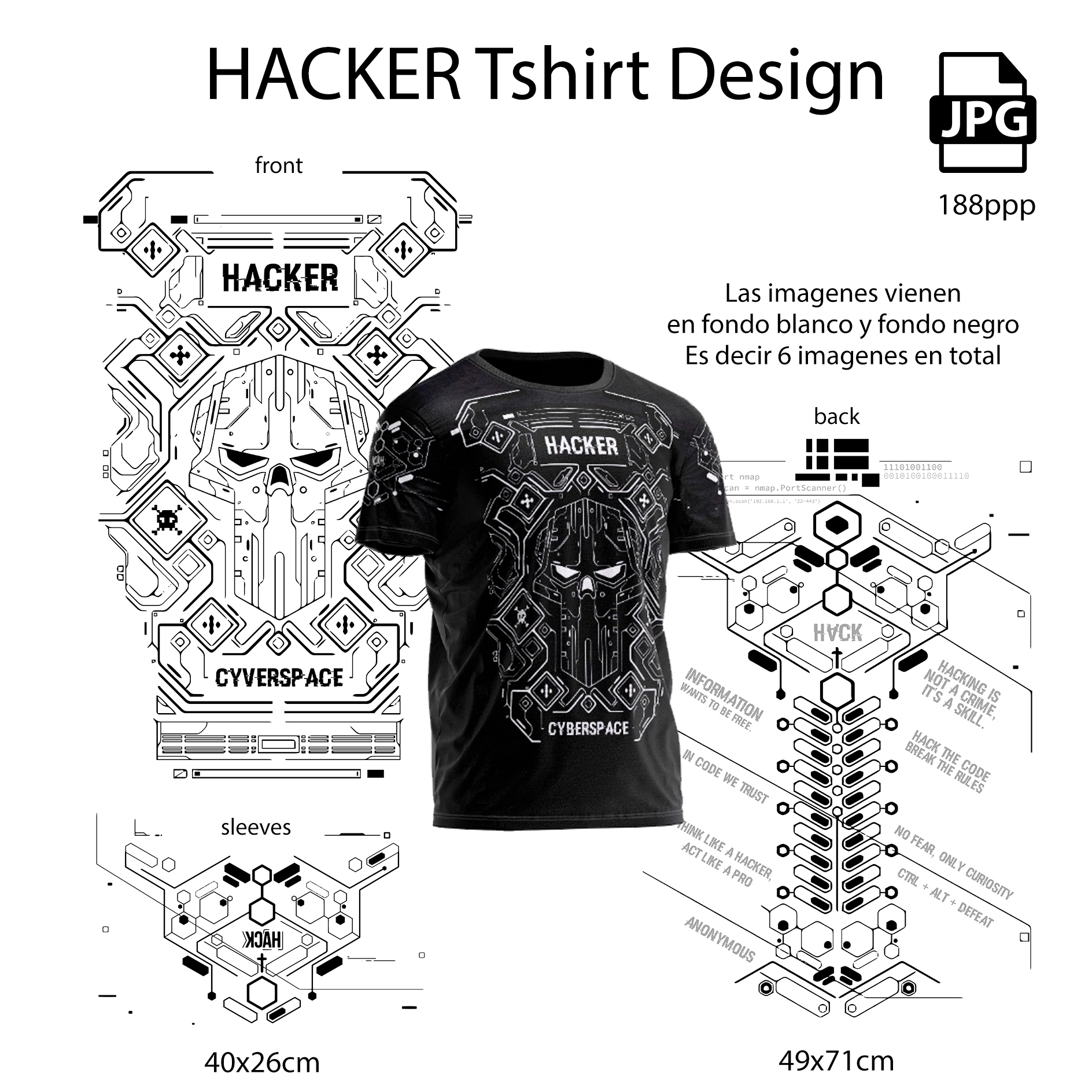 HACKER Tshirt Design BLACK&WHITE - Cesar BENEGAS | Hotmart