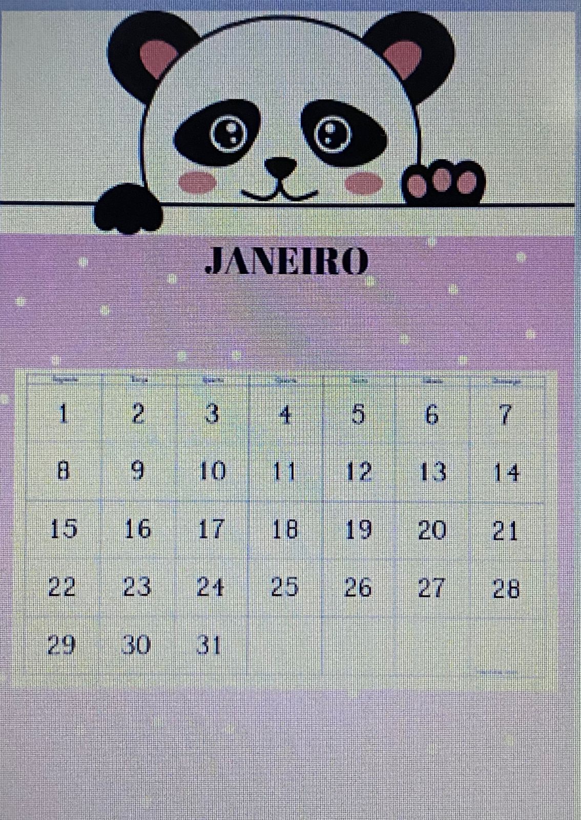 Calendário 2024 Panda - Sabrina Rodrigues | Hotmart