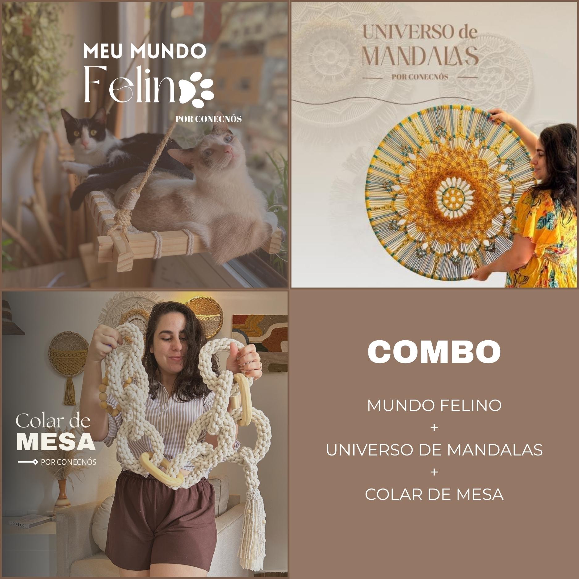 Combo Meu Mundo Felino + Mandalas + Colar de Mesa