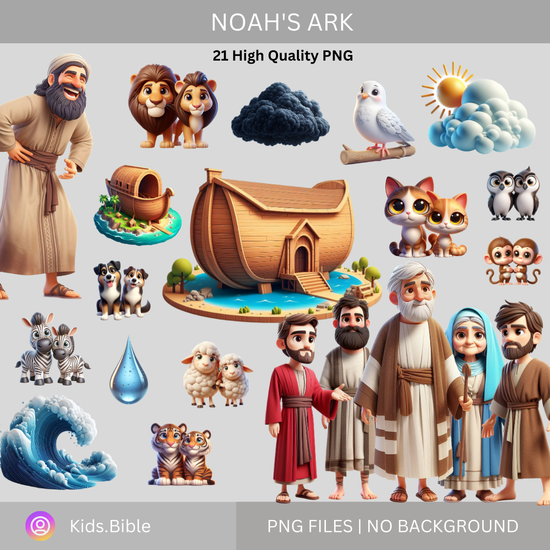 NOAH'S ARK CLIPART, clipart, Bible, Jesus, Digital Art, Instant Do...