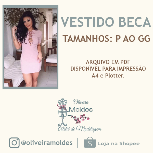MOLDE VESTIDO BECA EM PDF (P ao GG). - Marisa Fernandes de Oliveira...