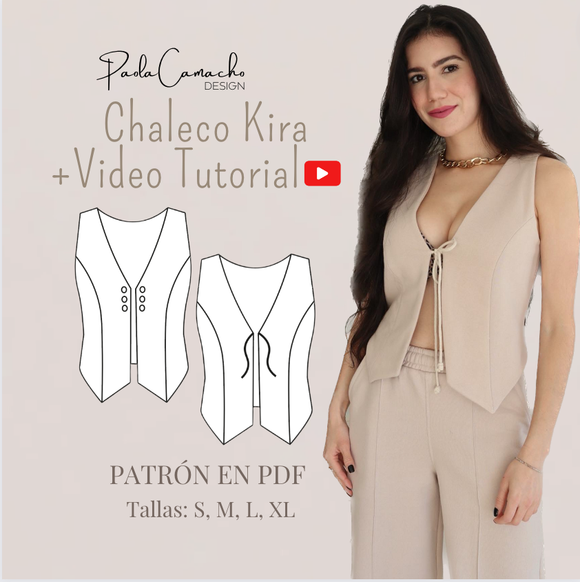 Patrón de Costura Chaleco Sastre - tallas S, M, L y XL en PDF - Pa...