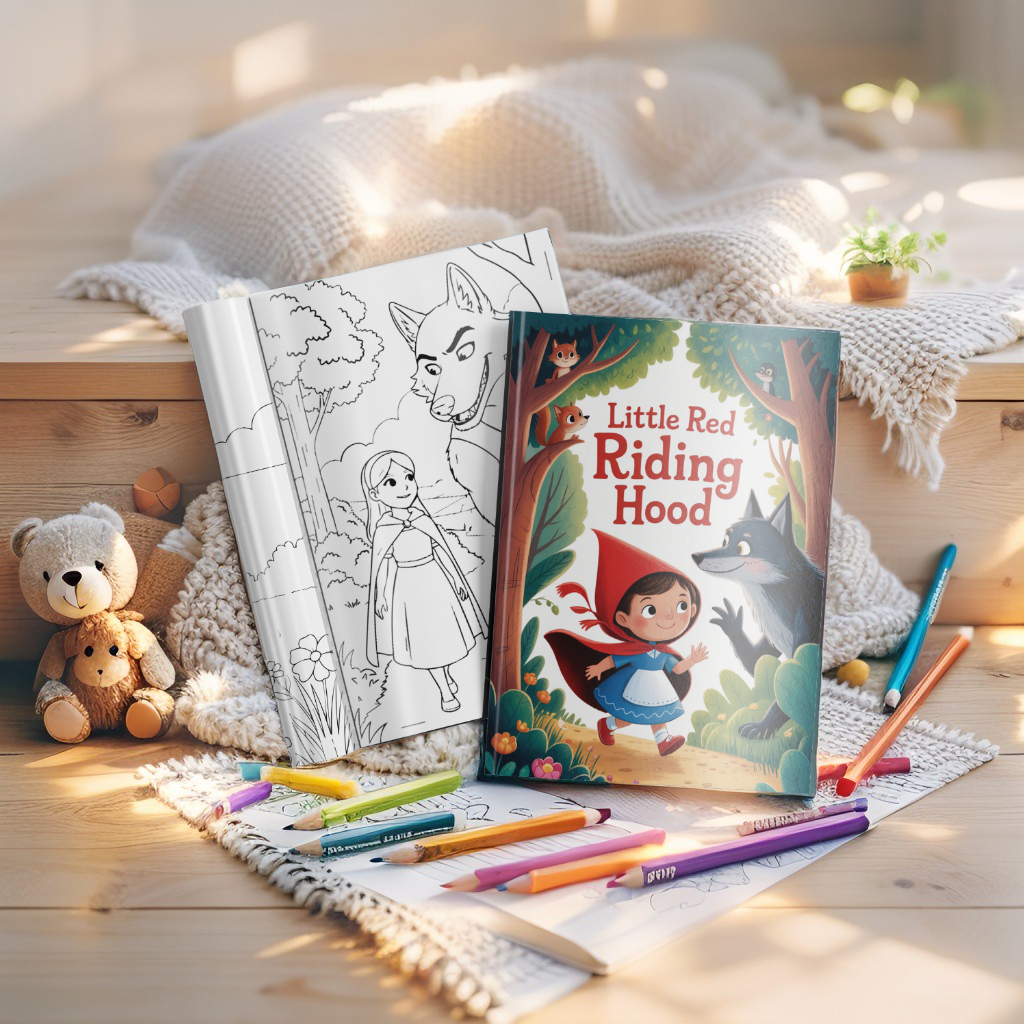 Interactive Little Red Riding Hood eBook: Coloring Adventure for Kids