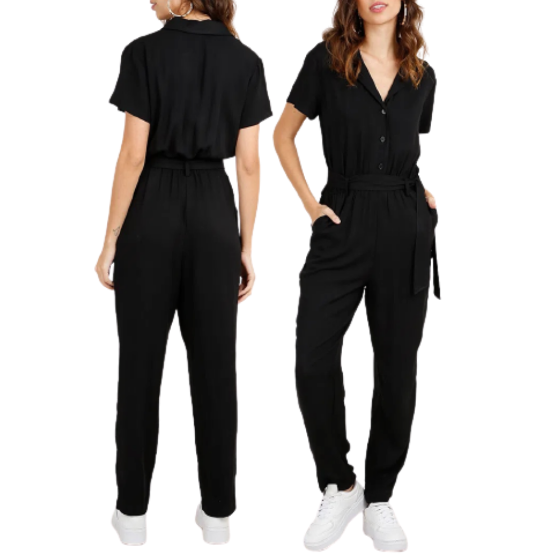 Molde Macacão com Botões e Faixa para Amarrar Manga Curta (36 ao 46...