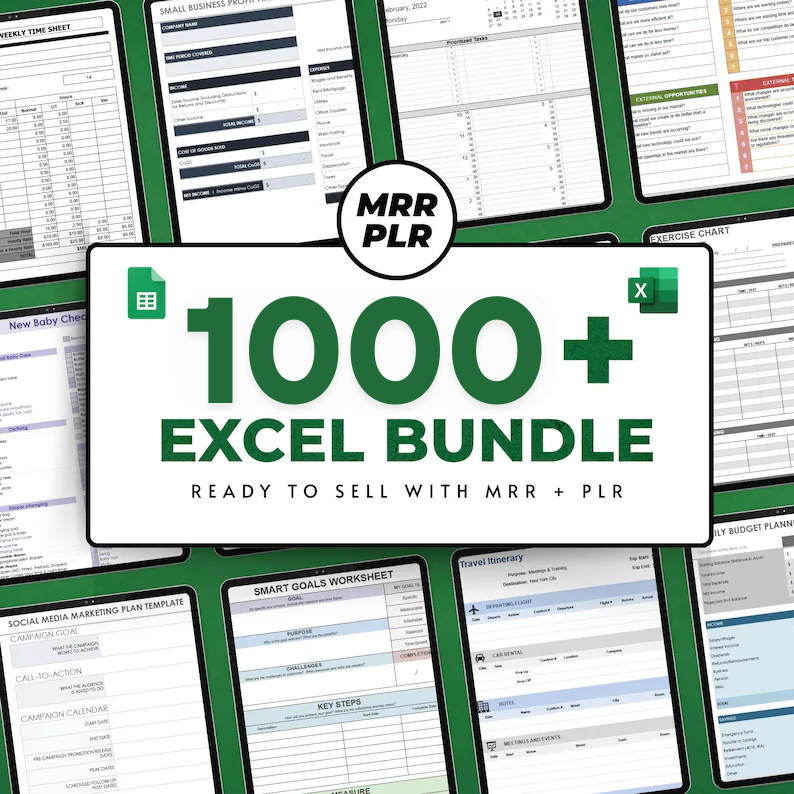 1000 Excel Bundle - Templates Pack