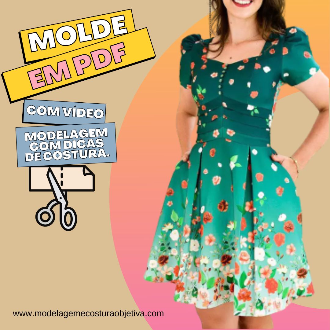 Vs Vestido Manga Bufante E Saia GodÊ Com Pregas Molde Em Pdf Com Aula