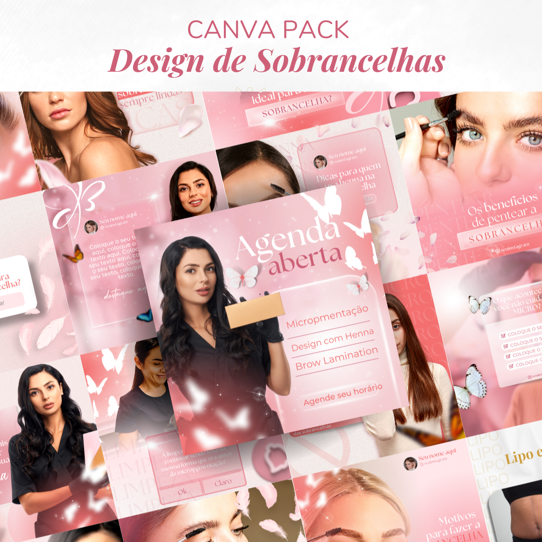 Canva Pack Design De Sobrancelhas - Feed Autêntico | Hotmart
