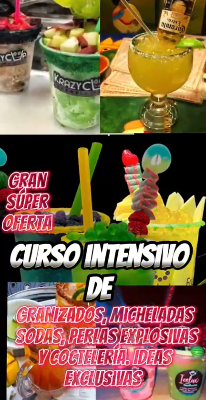 curso intensivo de granizados, micheladas, sodas, perlas explosivas...