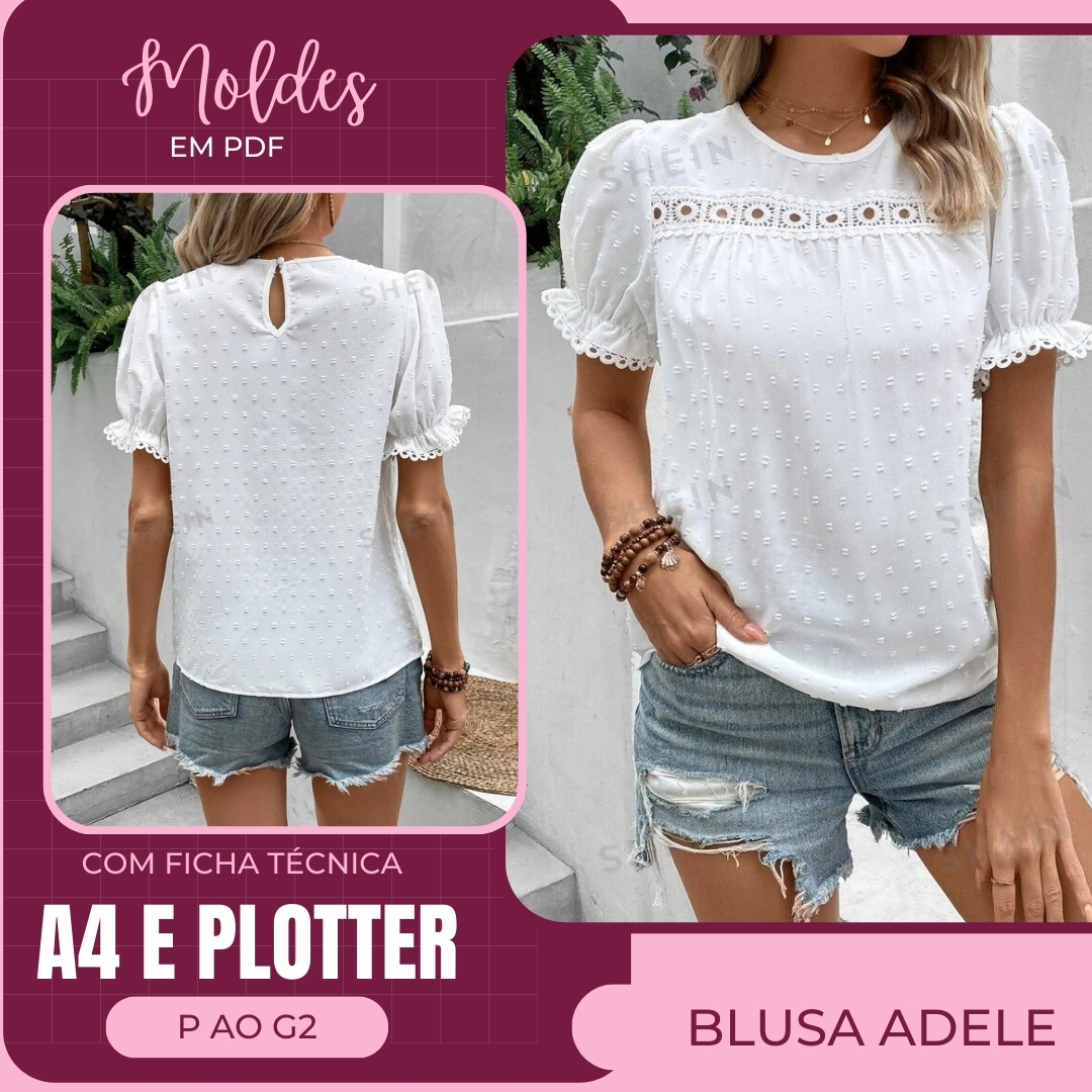 Blusa Adele - Molde em PDF - CASINI - MOLDES EM PDF | Hotmart
