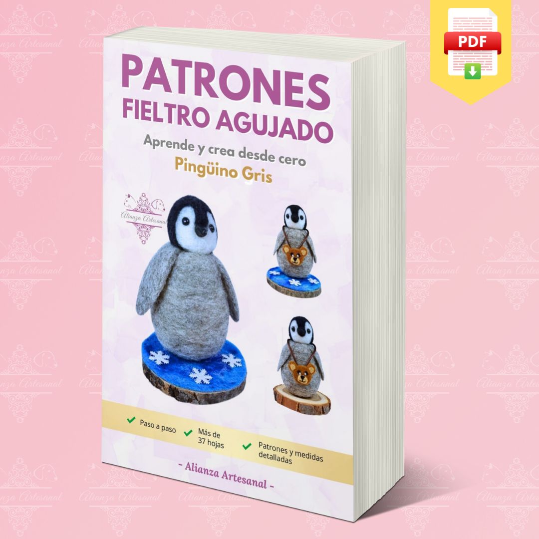 Libro de patrones needle felting PDF Pingüino