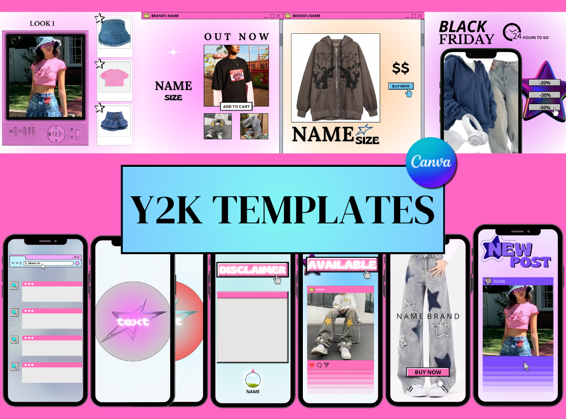 Editable Y2K Templates for Cloth Store - Martín Beloso | Hotmart