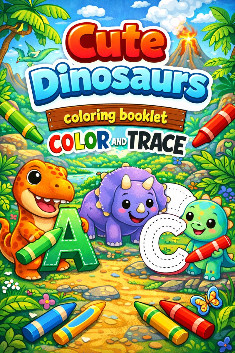 Dinosaurs Coloring Booklet – Color and Trace - LAURA CHING | Hotmart