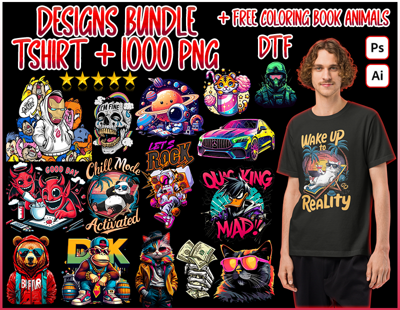 DTF Bundle Designs Tshirt Png + 1000 Sublimar Camisetas, Tazas y Ma...