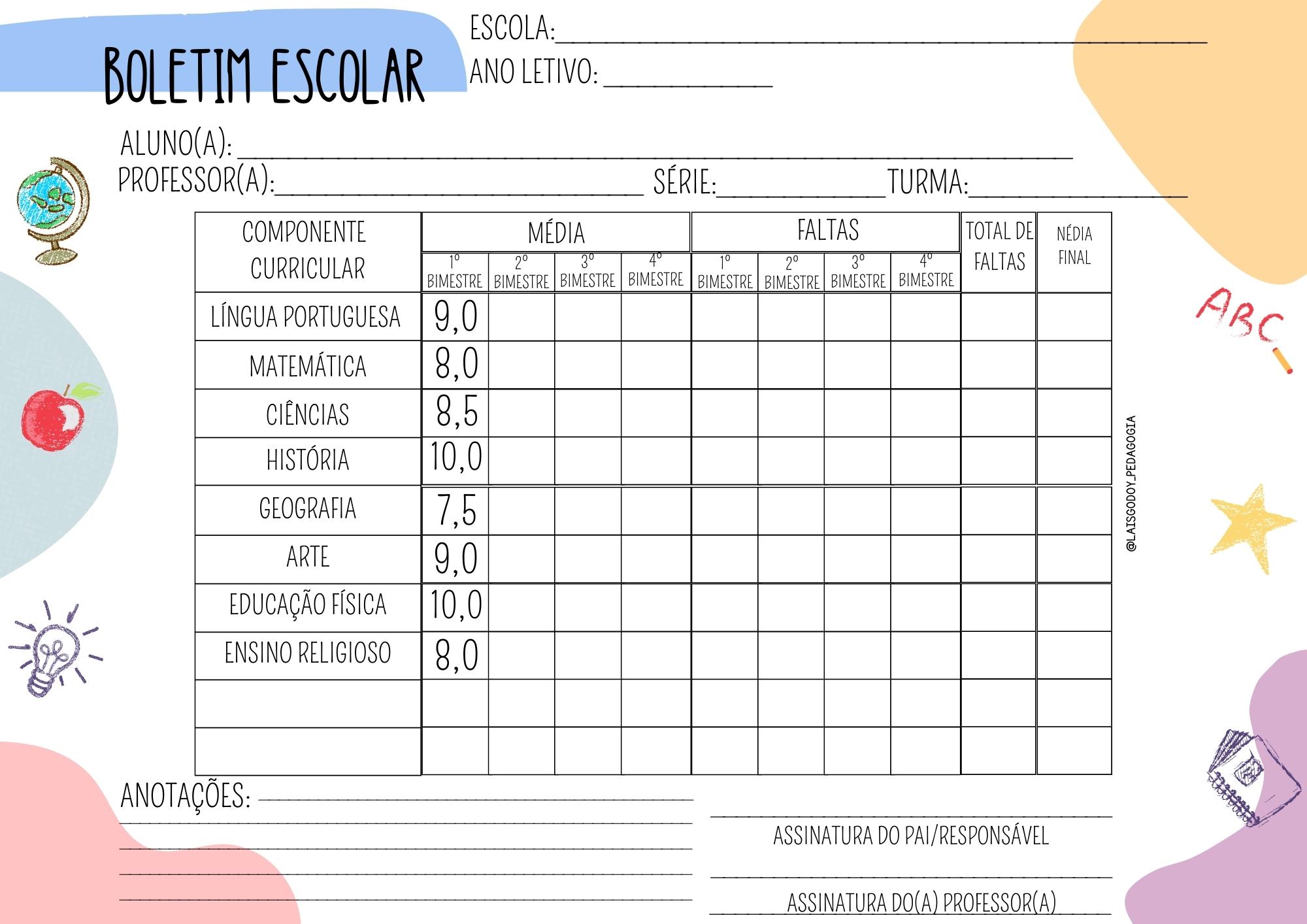 Boletim Escolar - Laís Godoy | Hotmart